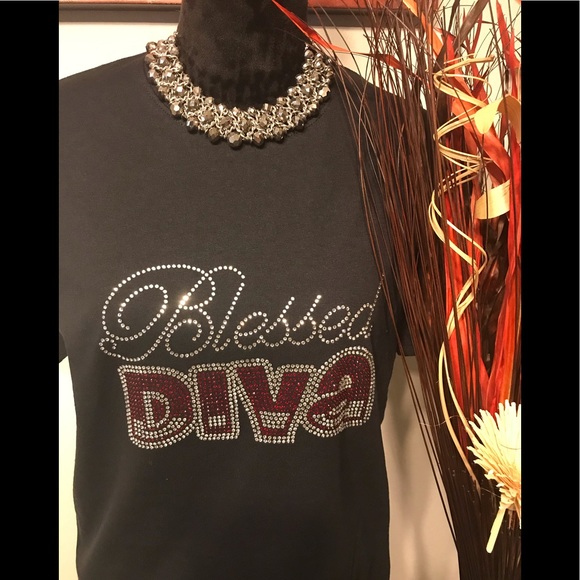 Tops | Blessed Diva Rhinestone Tshirt | Poshmark